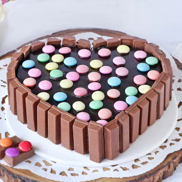 Heart Shape Kit Kat Cake City Cakes Online Cake Store In Kathmandu